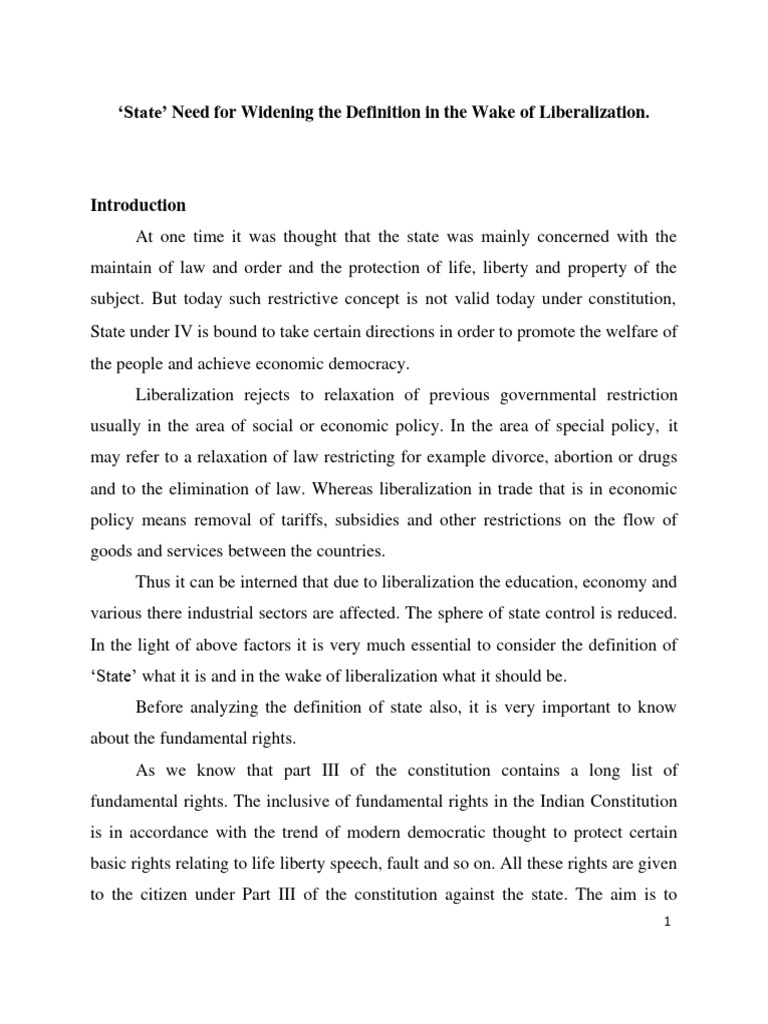 Redefining 'State' Post-Liberalization | PDF