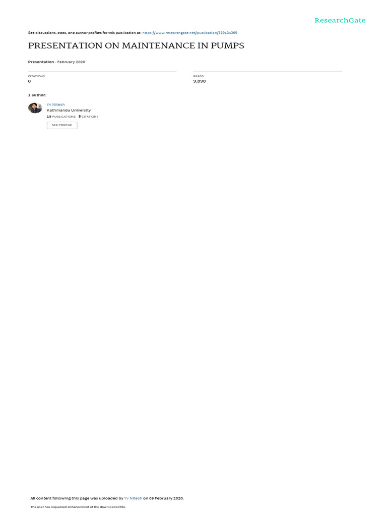 Maintenance Presentation On Pump | PDF | Pump | Valve