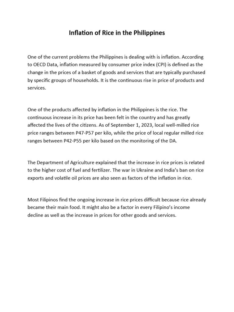 Inflation of Rice in The Philippines | PDF