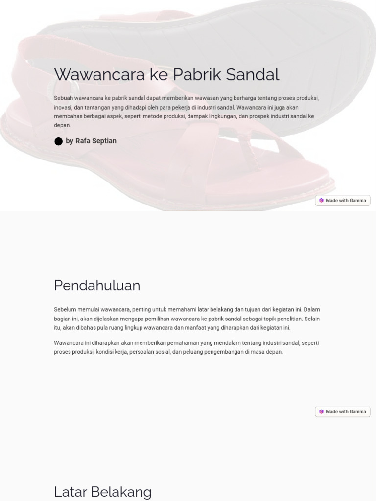 Wawancara Ke Pabrik Sandal | PDF