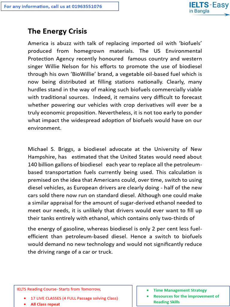 The Energy Crisis | PDF | Biodiesel | Biofuel
