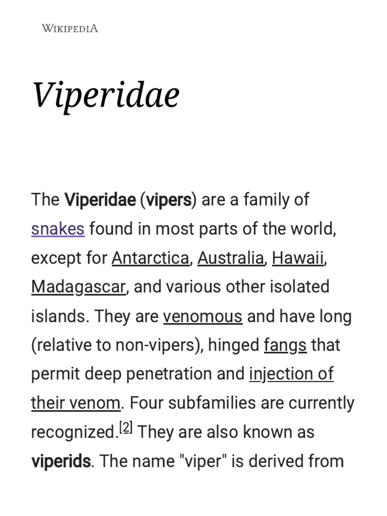 Viperidae - Wikipedia | PDF | Alethinophidia | Reptile