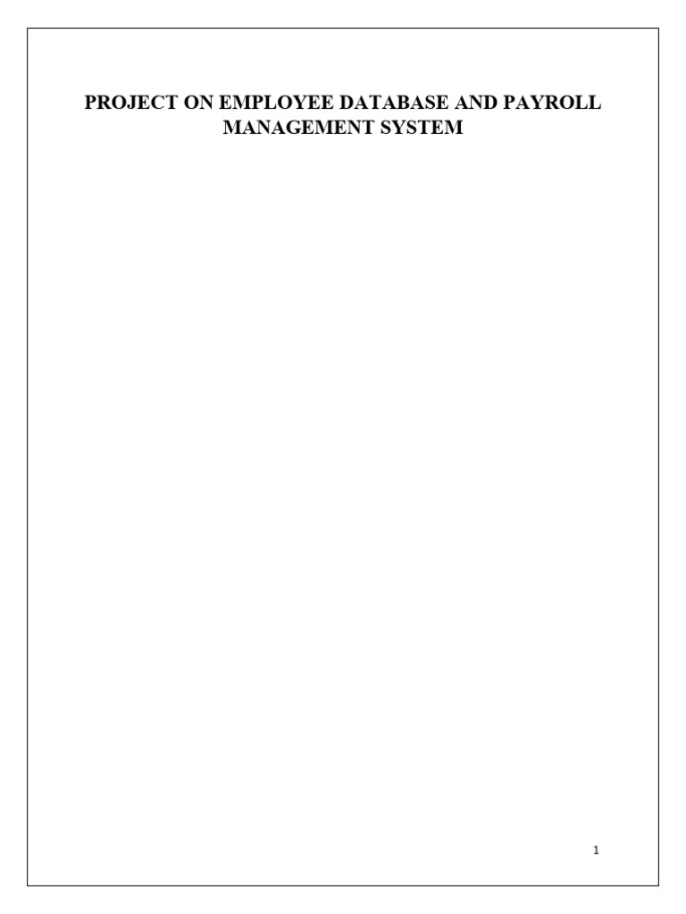 Payroll Management System Database Project | PDF | Databases | World ...