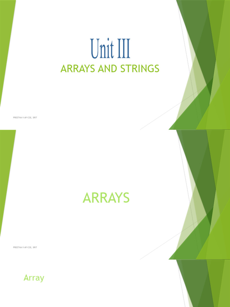 Unit 3 Arrays And Strings Pdf Computer Programming Computing 0541