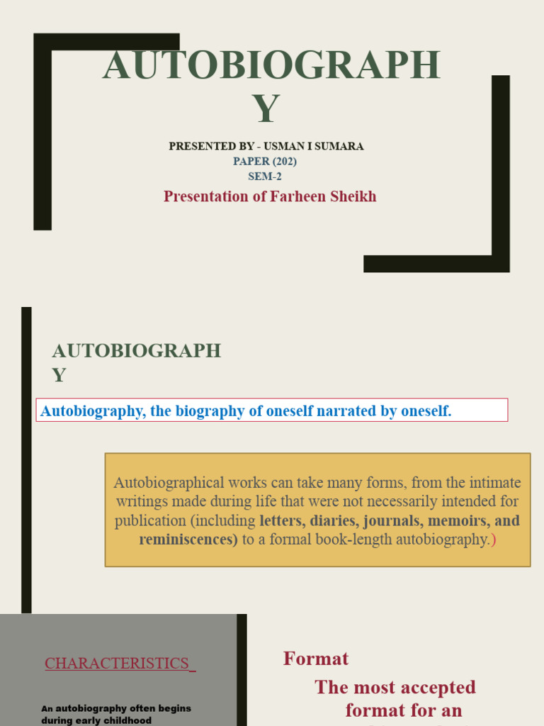 Autobiography Guide: Format & History | PDF