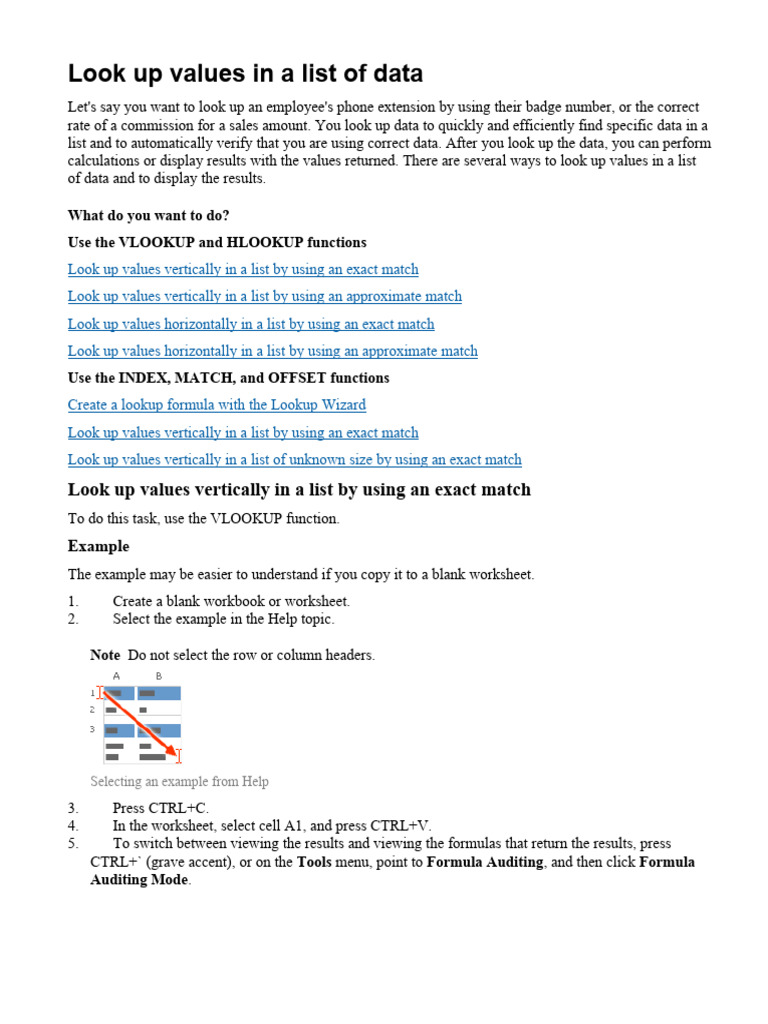 Look Up Values in A List of Data | PDF | Database Index | Information Retrieval