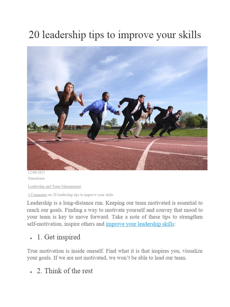 20 Leadership Tips To Improve Your Skills | PDF | Motivational | Motivation