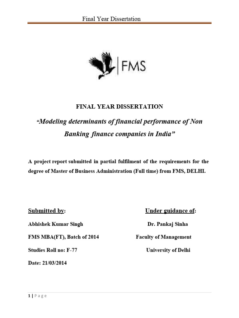Final Year Dissertation Report FMS MBA F | PDF | Multicollinearity ...