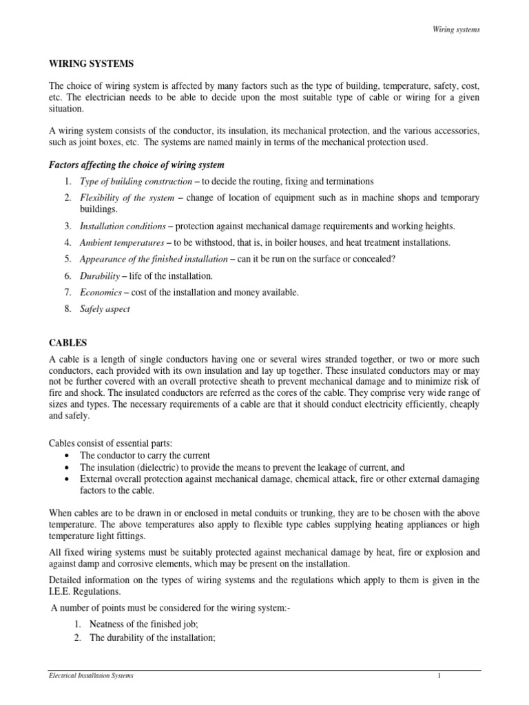 2 Wiring Systems | PDF | Electrical Wiring | Electrical Conductor