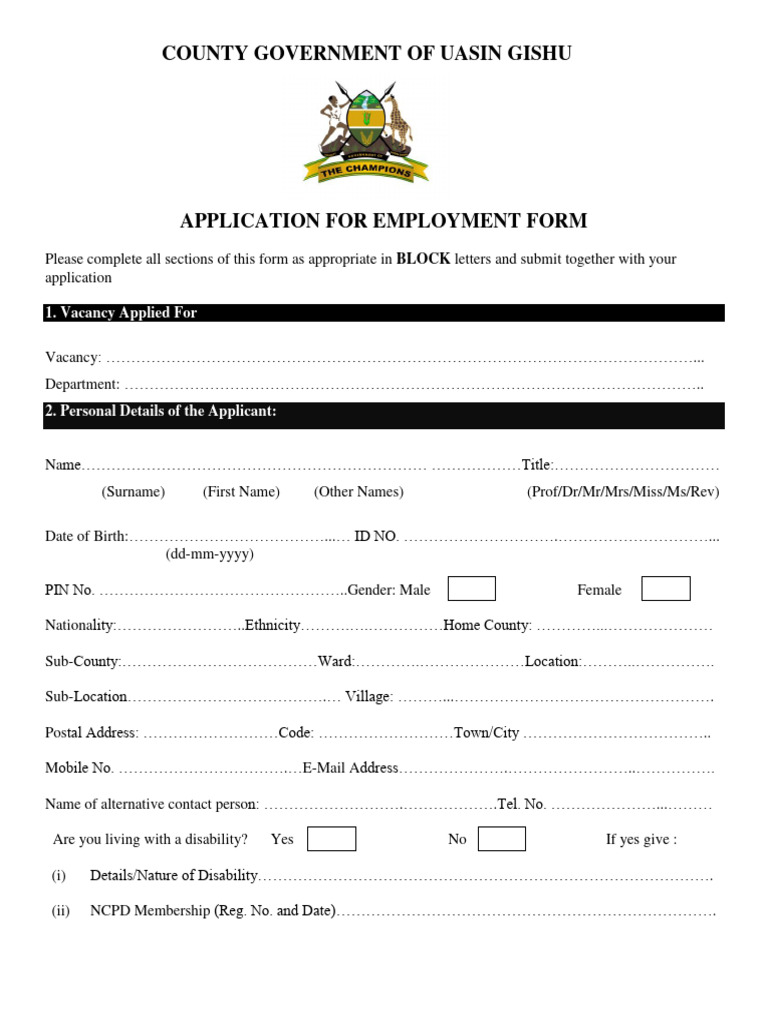 Application - For - Employment - Form | PDF | Academic Degree ...