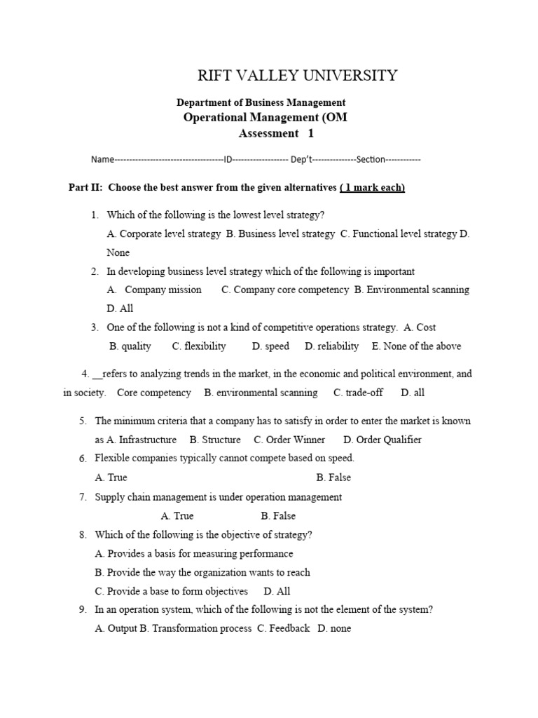 Operation Management Assignement - 3 | PDF