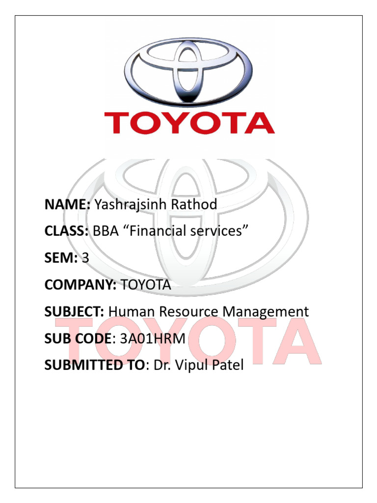 Toyota Company Analysis Project Report | PDF | Toyota | Hybrid Electric ...