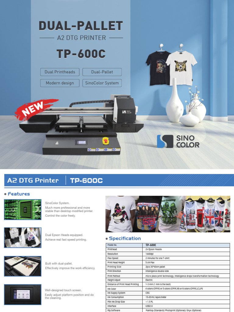 A2 DTG Printer TP-600C Features | PDF | Printer (Computing) | Office Equipment