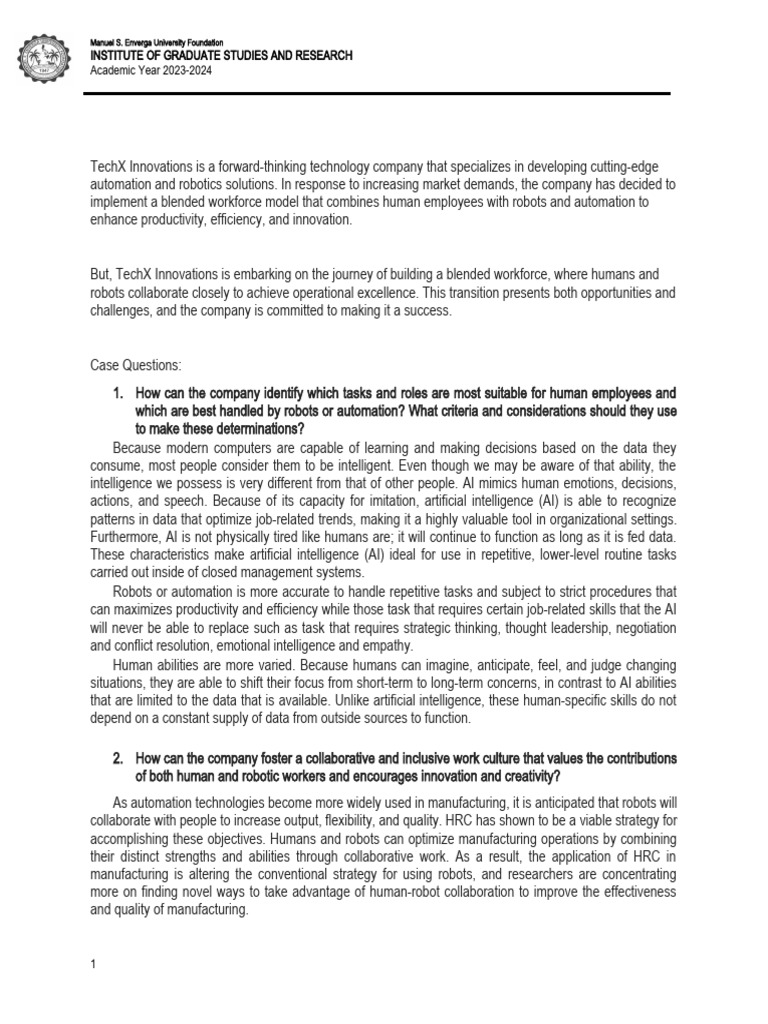 Navigating The Blended Workforce - Human Robot Collaboration 2 | PDF ...