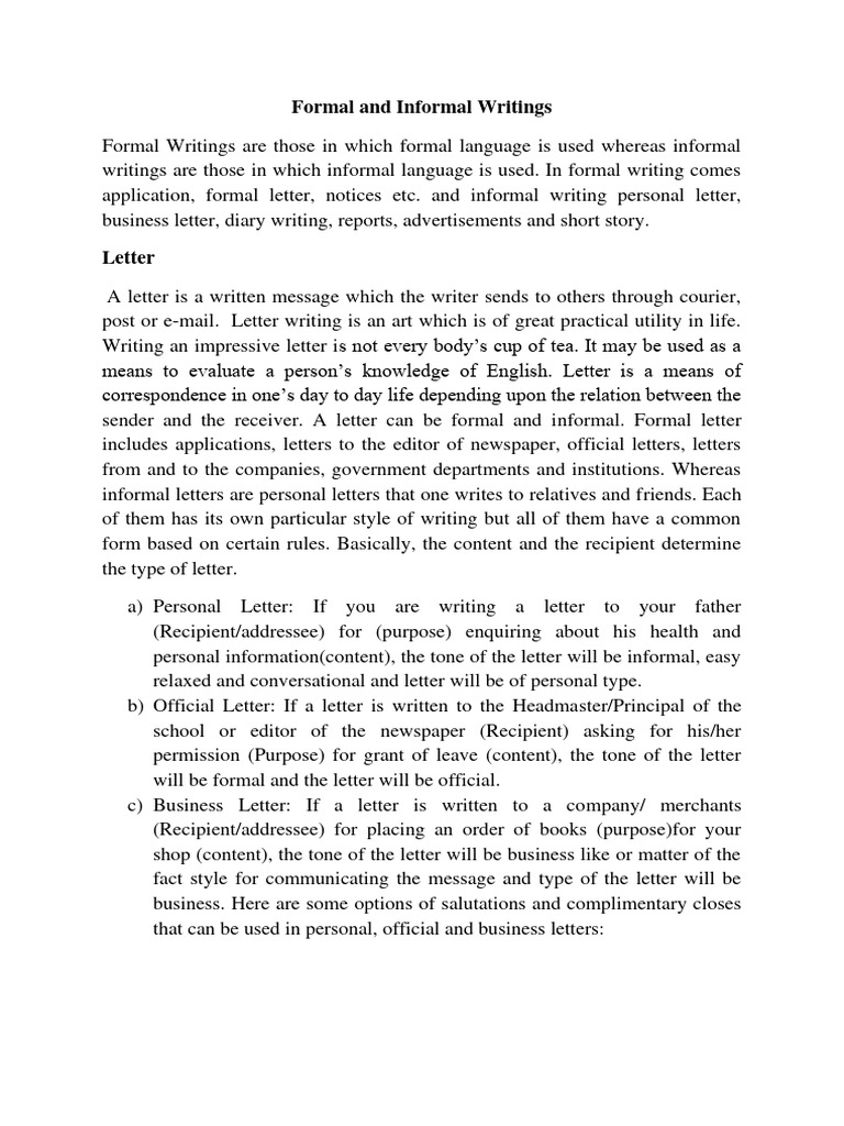 Formal and Informal Writings | PDF | Advertising | Newspapers