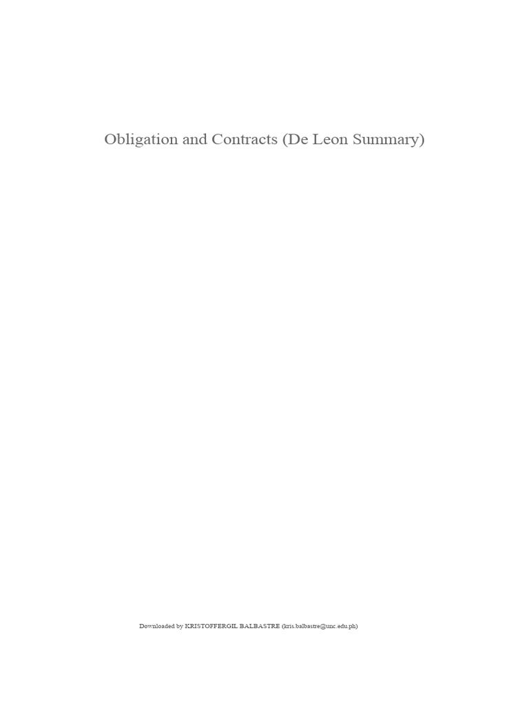 Oblicon de Leon Summary | PDF | Negligence | Law Of Obligations