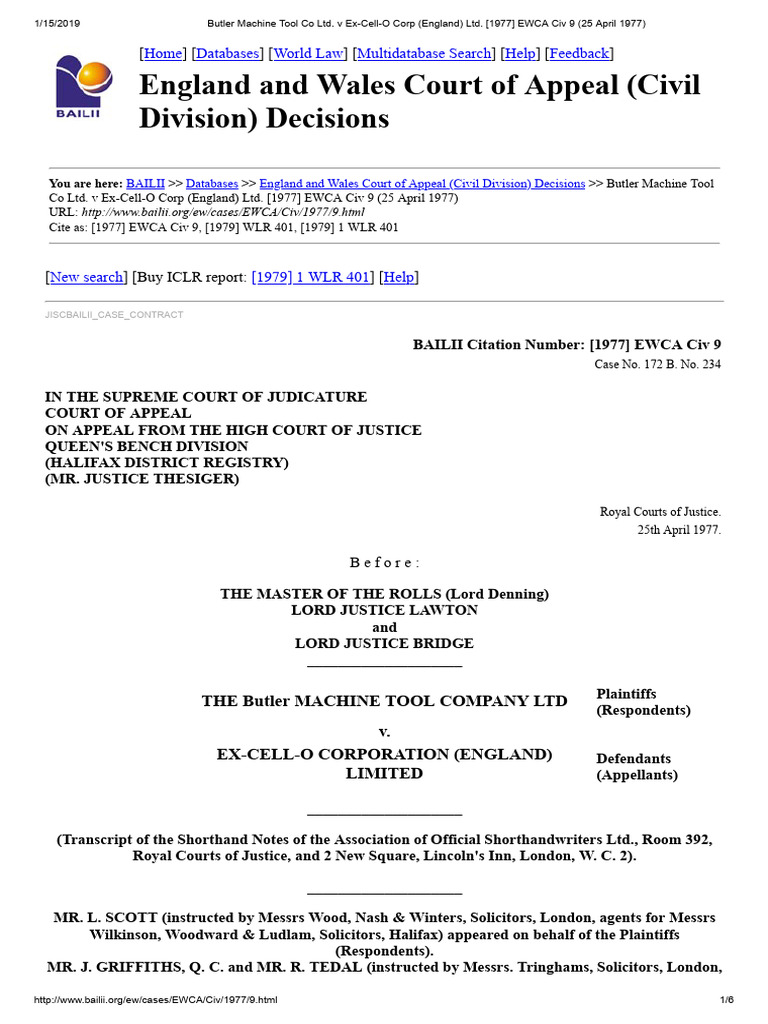 Butler Case On Battle of Forms | PDF | Offer And Acceptance ...