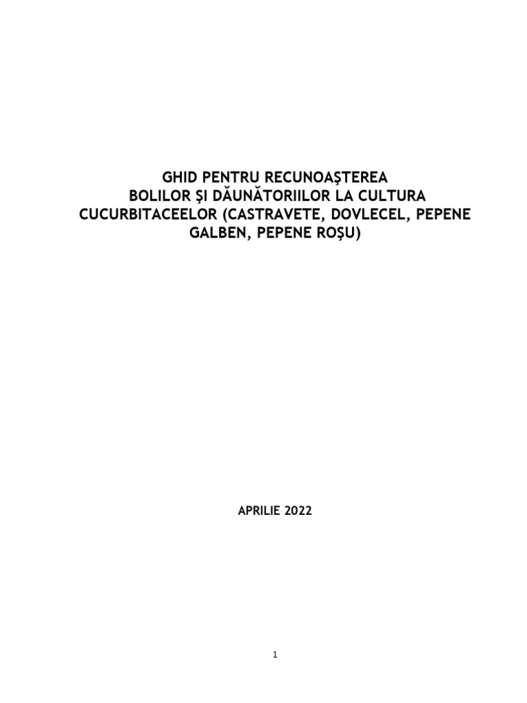 Ghid Recunoastere Boli Si Daunatori La Cultura Cucurbitaceelor | PDF