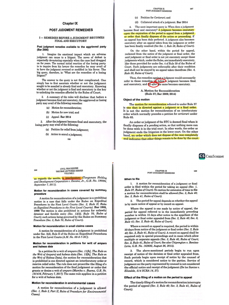 CivPro (Vol1) - Riano - From Post Judgment Remedies | PDF