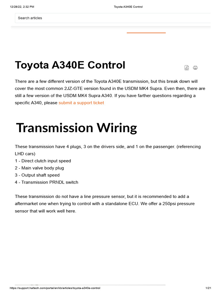 Toyota A340E Control | PDF | Automatic Transmission | Manual Transmission