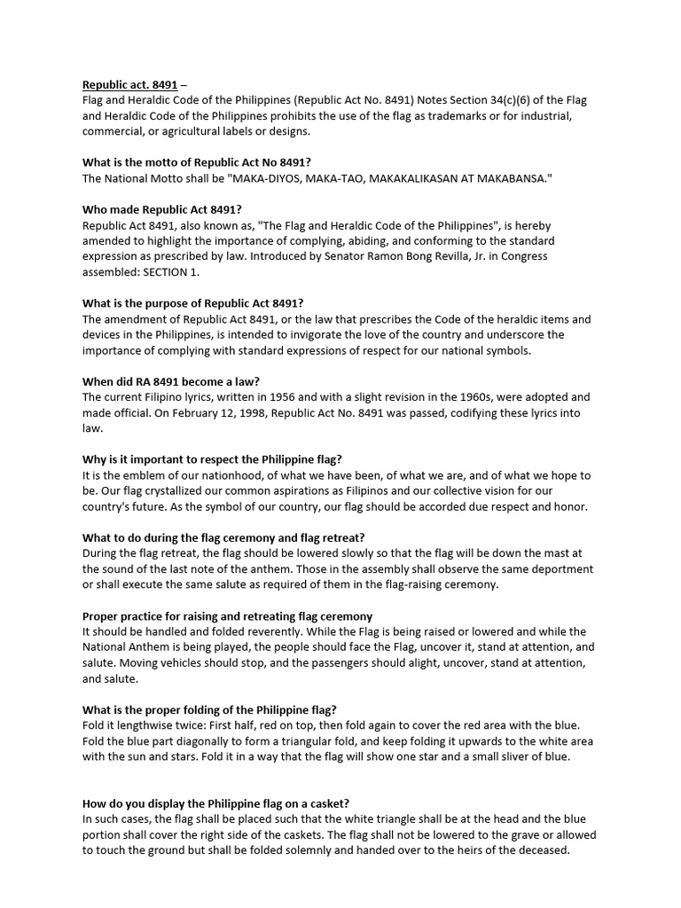 Philippine Flag Code Essentials | PDF | Politics