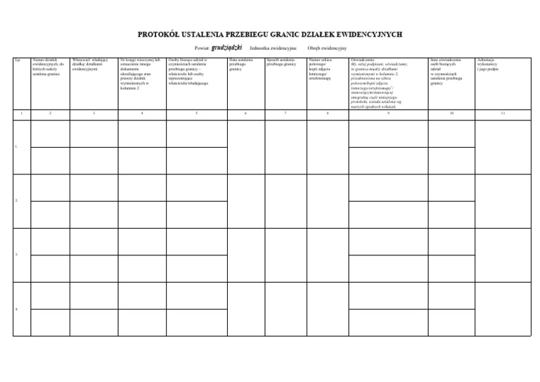 protokol_ustalenia_przebiegu_granic_dzialek_ewidencyjnych | PDF