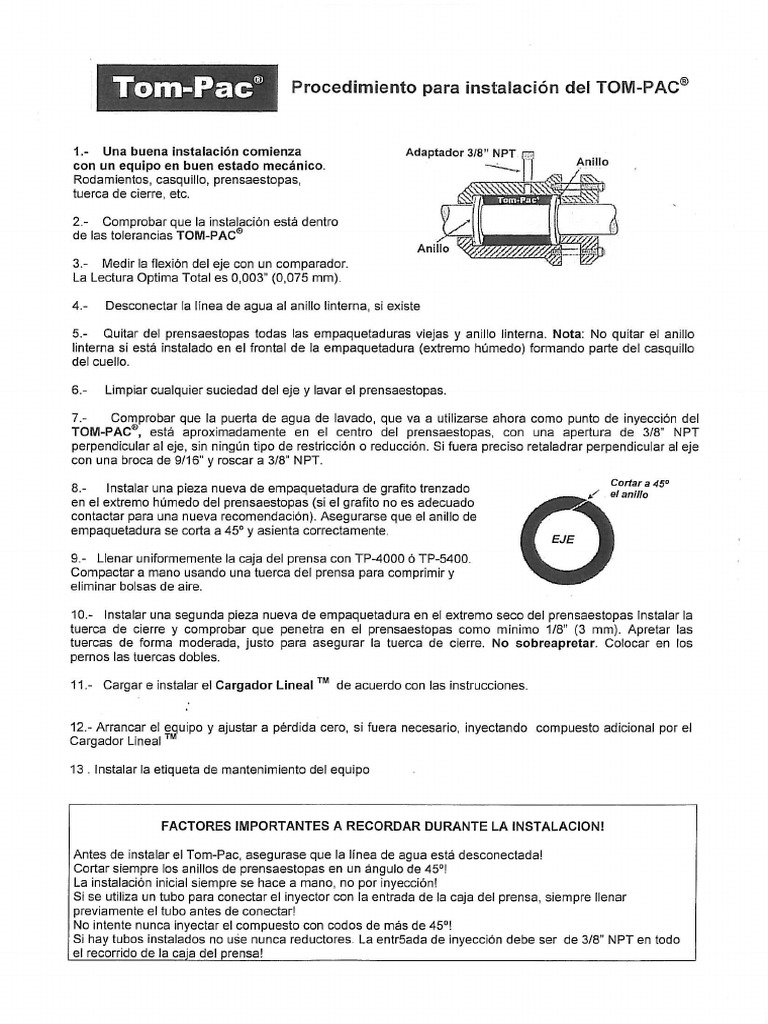 Tompac Proced Instalacion E 2008 | PDF