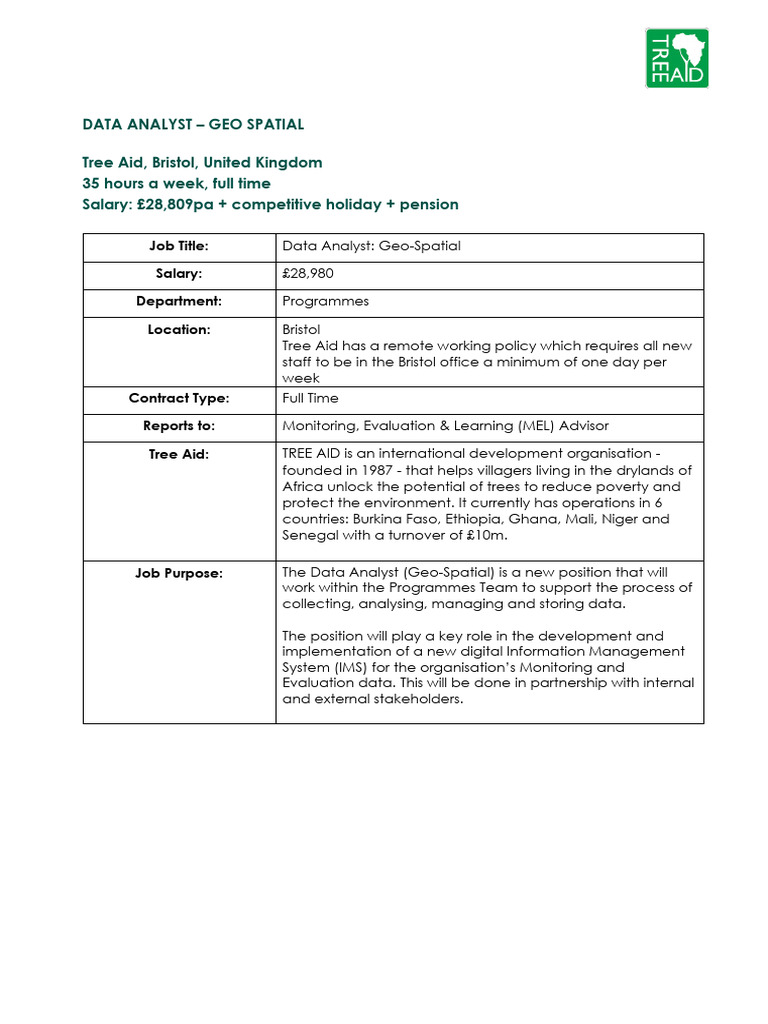 Data-Analyst Geo-Spatial Oct2023 JD | PDF | Geographic Information ...