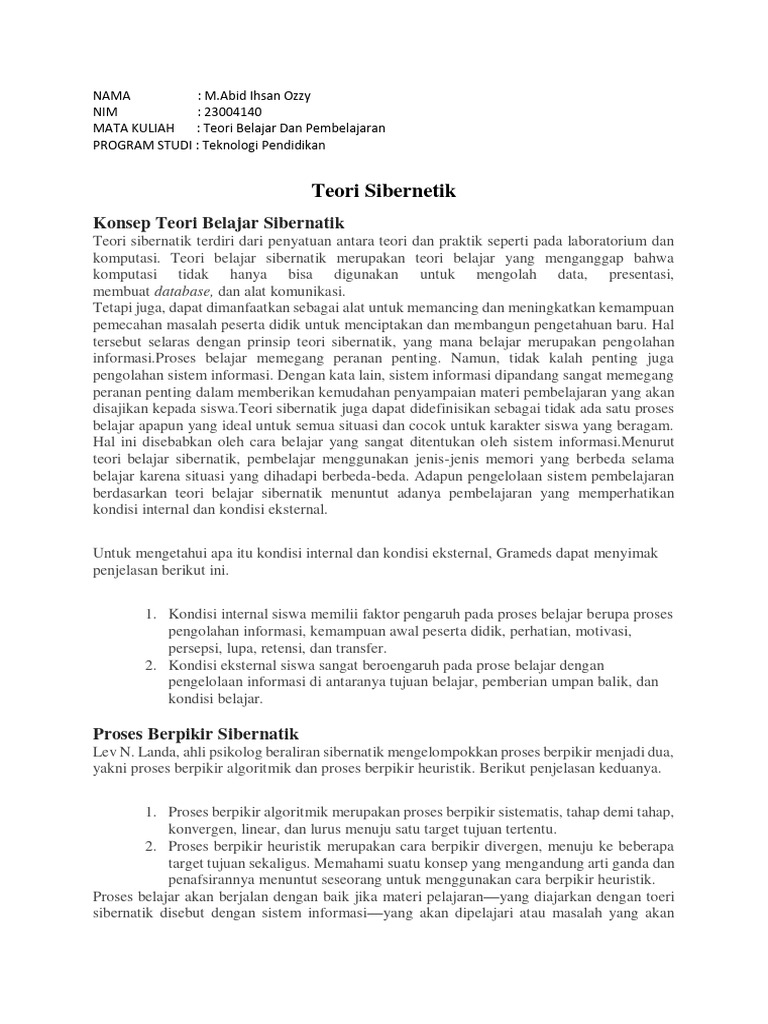 Teori Sibernetik | PDF
