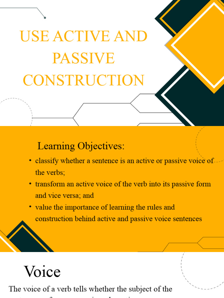 Active and Passive Voice G9 | PDF | Perfect (Grammar) | Verb