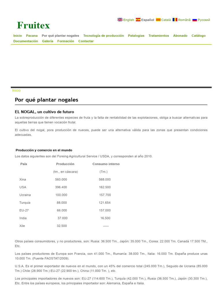Por Qué Plantar Nogales - Fruitex | PDF | Cosecha | Plantas