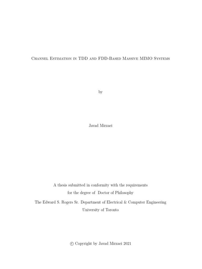 Channel Estimation in TDD and FDD-Based Massive MIMO Systems (Mirzaei Javad - 202106 - PHD ...