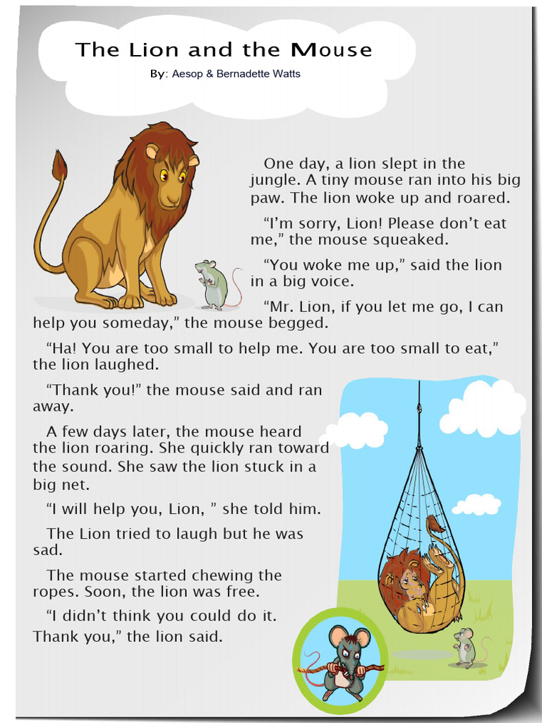 Aesop's Lion and the Mouse Story | PDF