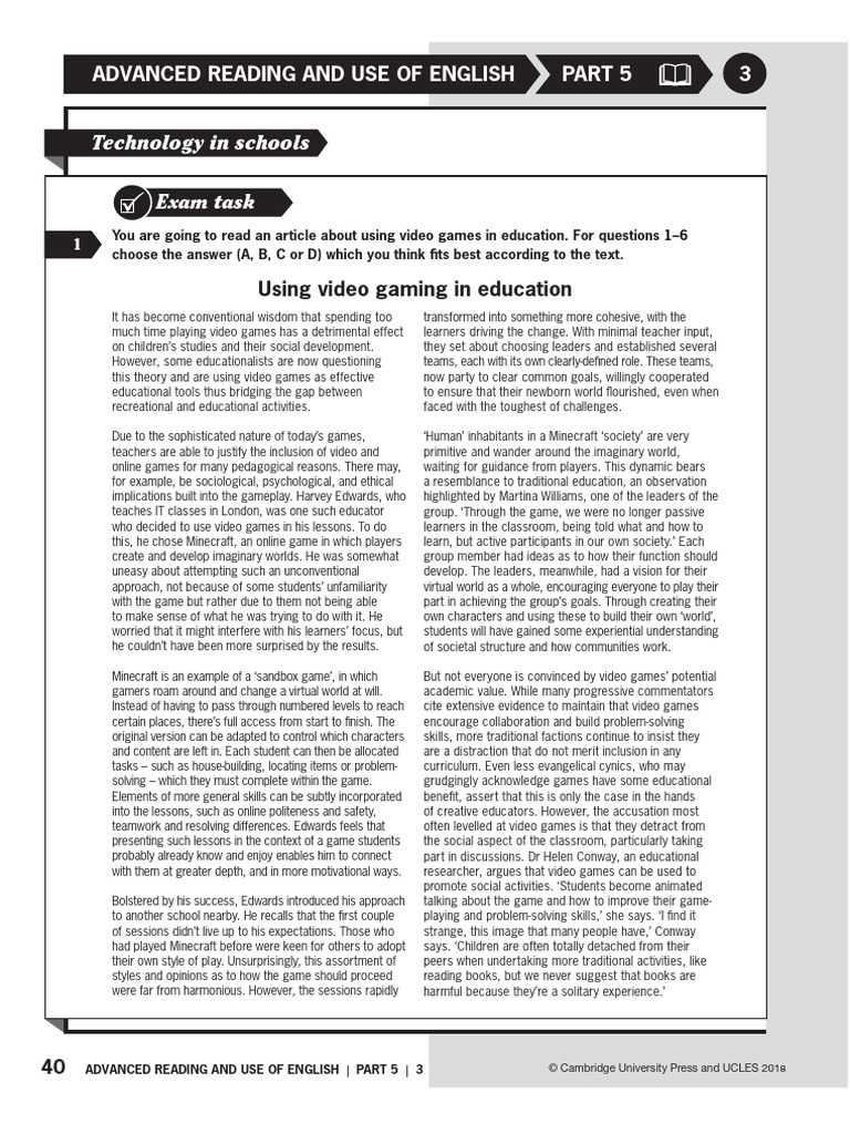 Advanced Reading Part 5 | PDF | Plastic | Learning