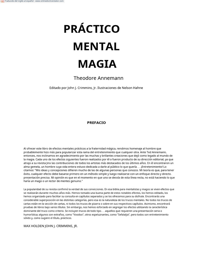 Practical Mental Magic-Annemann en Español | PDF | Mano | Papel