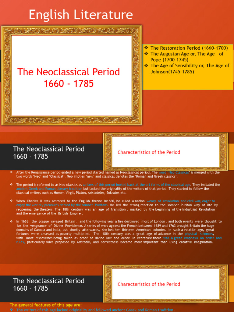 The Neoclassical Period | PDF | English Literature | Poetry