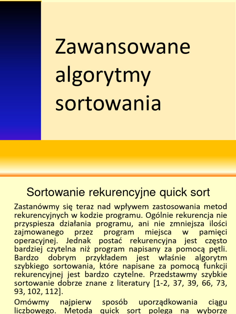 Zawansowane Algorytmy Sortowania | PDF