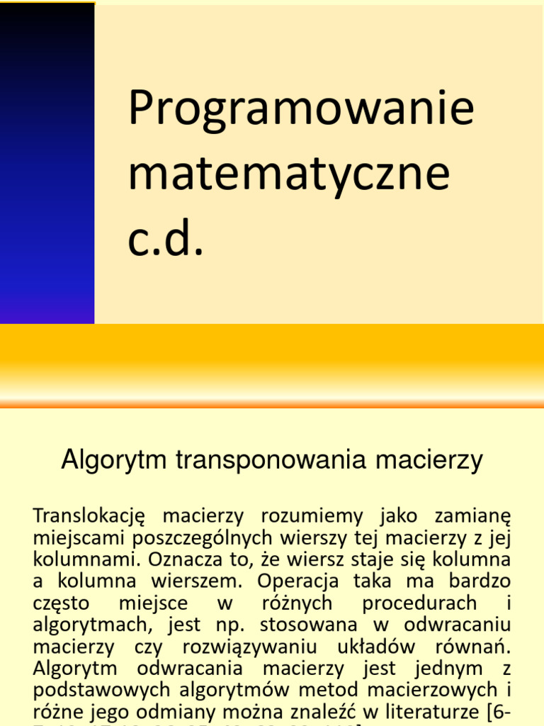 Programowanie Matematyczne C.D | PDF