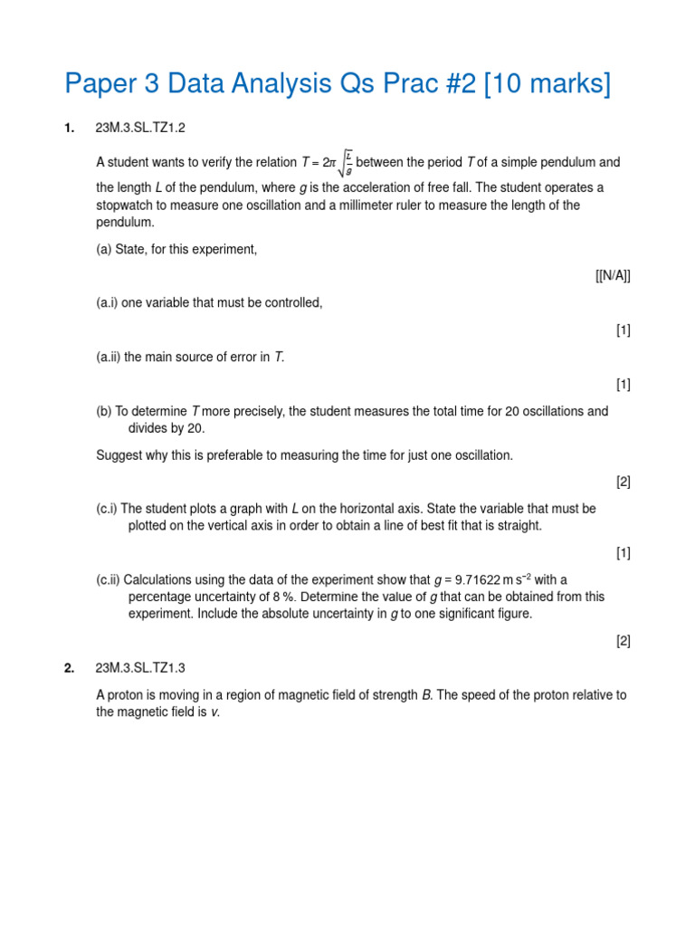 Paper 3 Data Analysis Qs Prac 2 | PDF