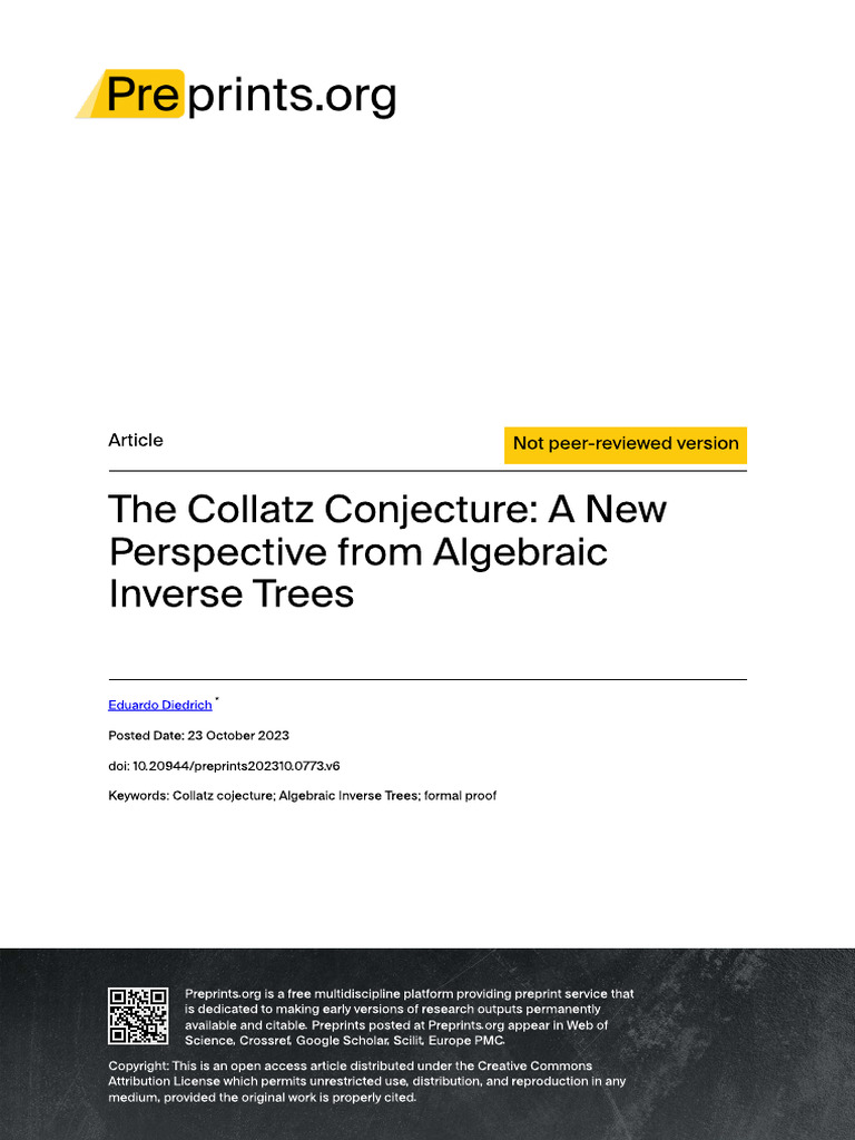 Preprints202310 0773 v6 | PDF | Conjecture | Mathematical Proof