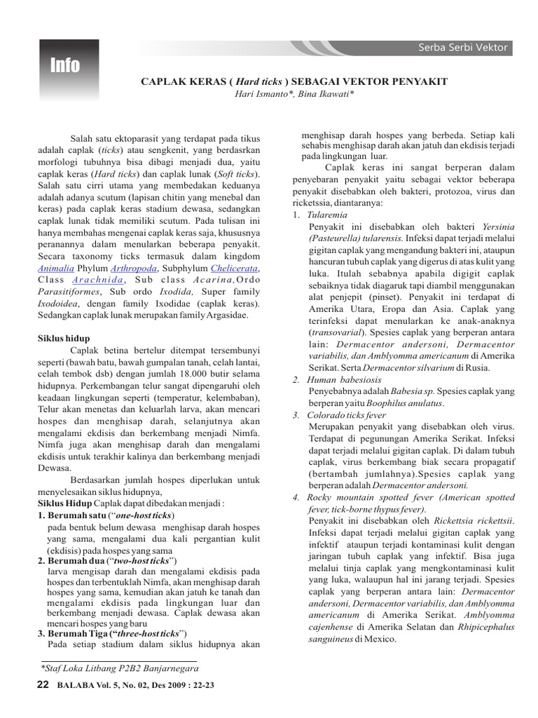 Caplak Keras Hard Ticks Sebagai Vektor P 41b7bdc2 | PDF