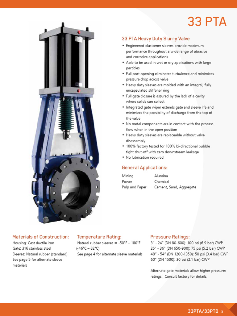 33 PTA Heavy Duty Slurry Valve | PDF | Valve | Building Engineering
