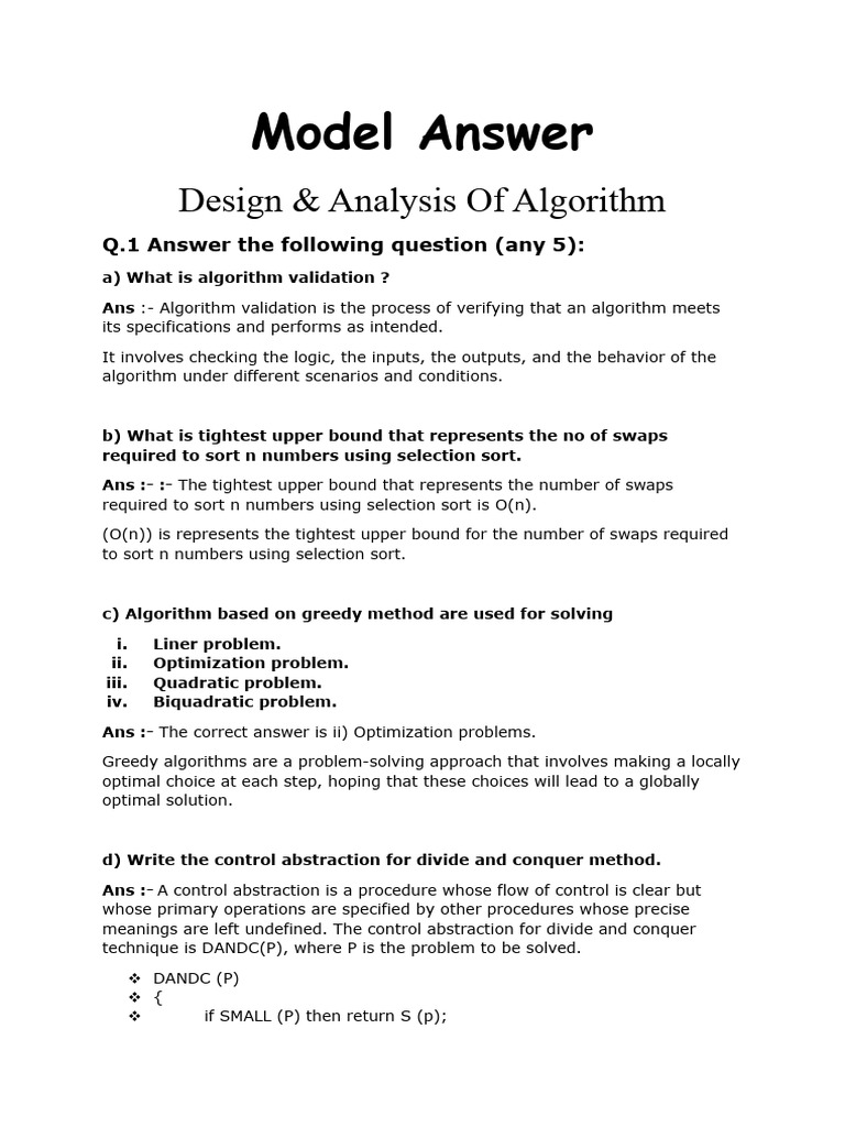 Model Answer DAA | PDF | Web Server | Internet & Web