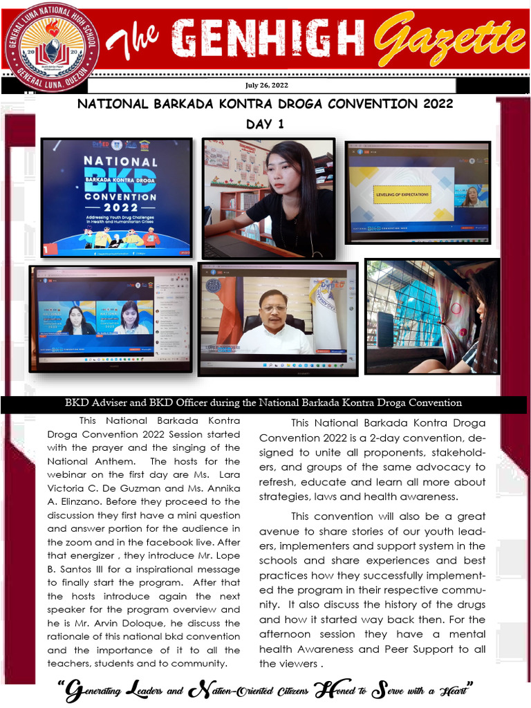 General Luna National HS - Accomplishment Report NBKDC | PDF | Human Communication | Behavior ...