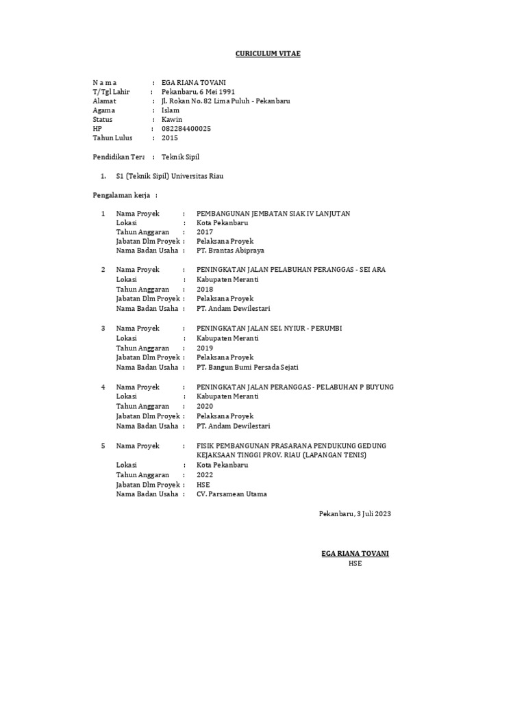 CV Ega | PDF | Bisnis