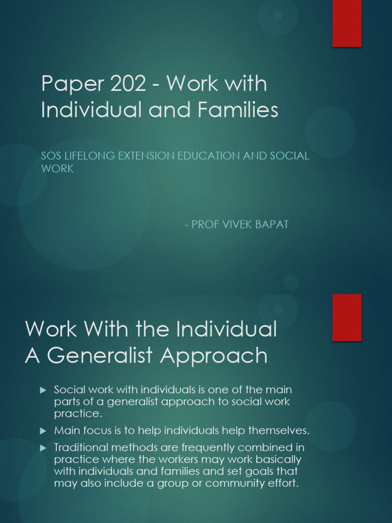 Work With Individual and Families | PDF | Social Work | Psychology