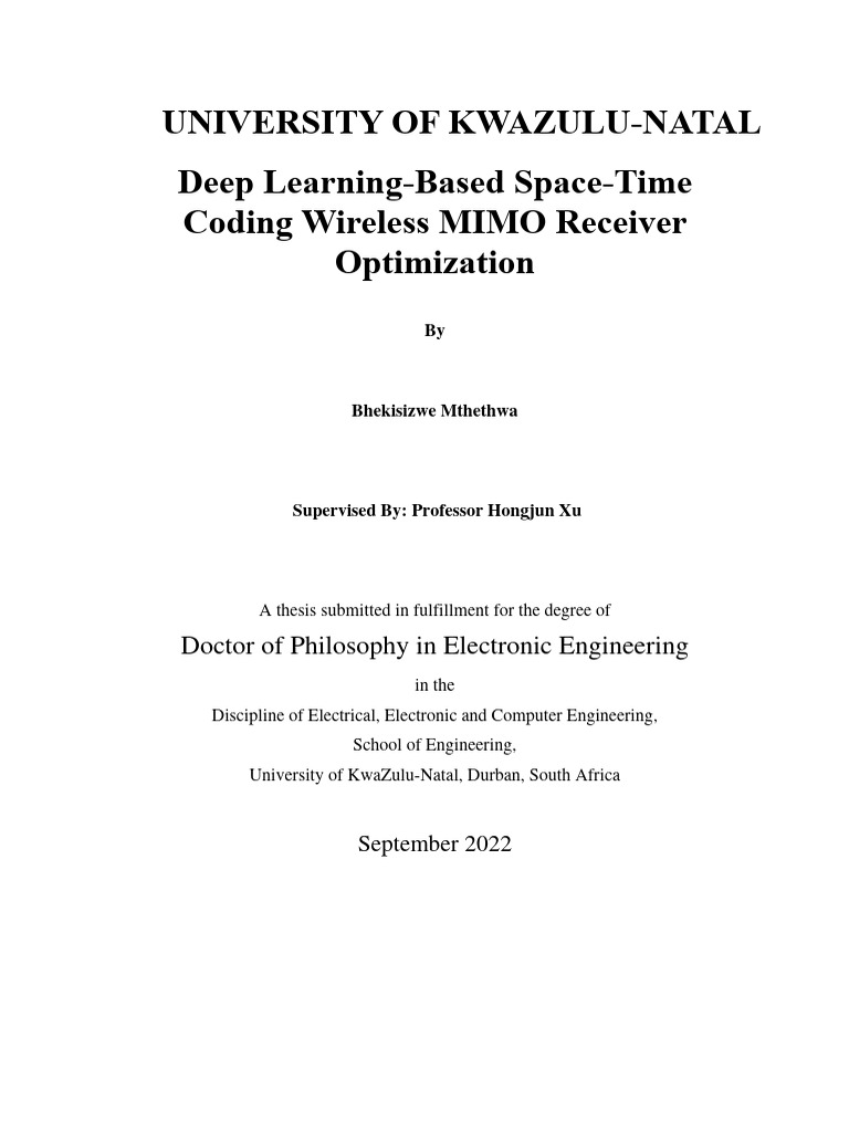 Deep Learning-Based Space-Time Coding Wireless MIMO Receiver Optimization (Mthethwa Bhekisizwe ...