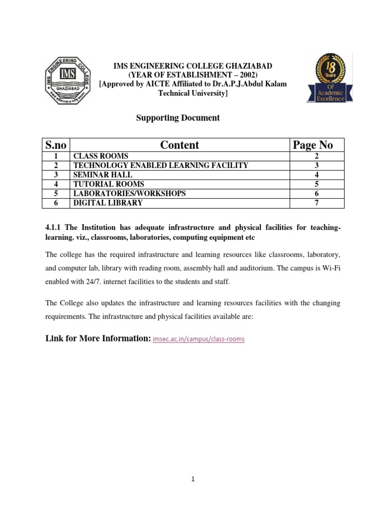 4.1.1 Supporting Document | PDF | Laboratories | Libraries