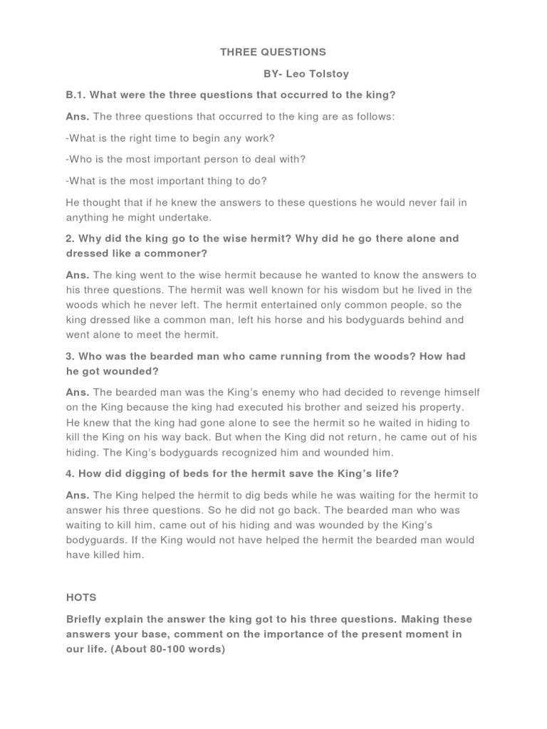 Three Questions Solution | PDF