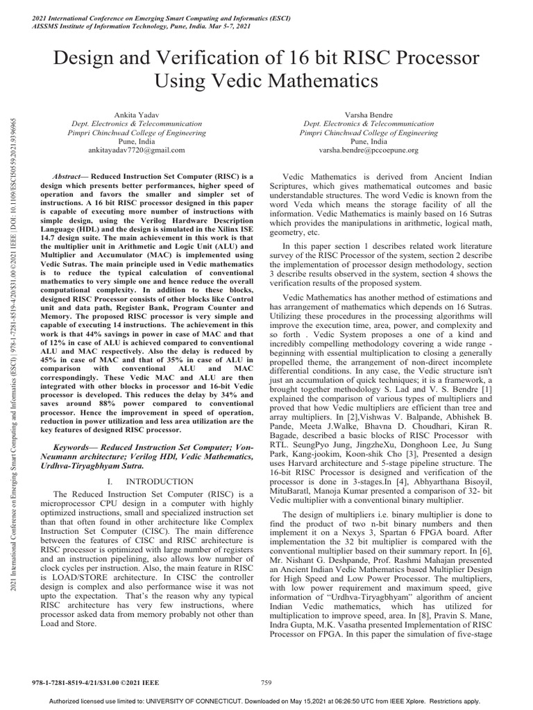 Design and Verification of 16 Bit RISC Processor | PDF | Central Processing Unit | Electrical ...